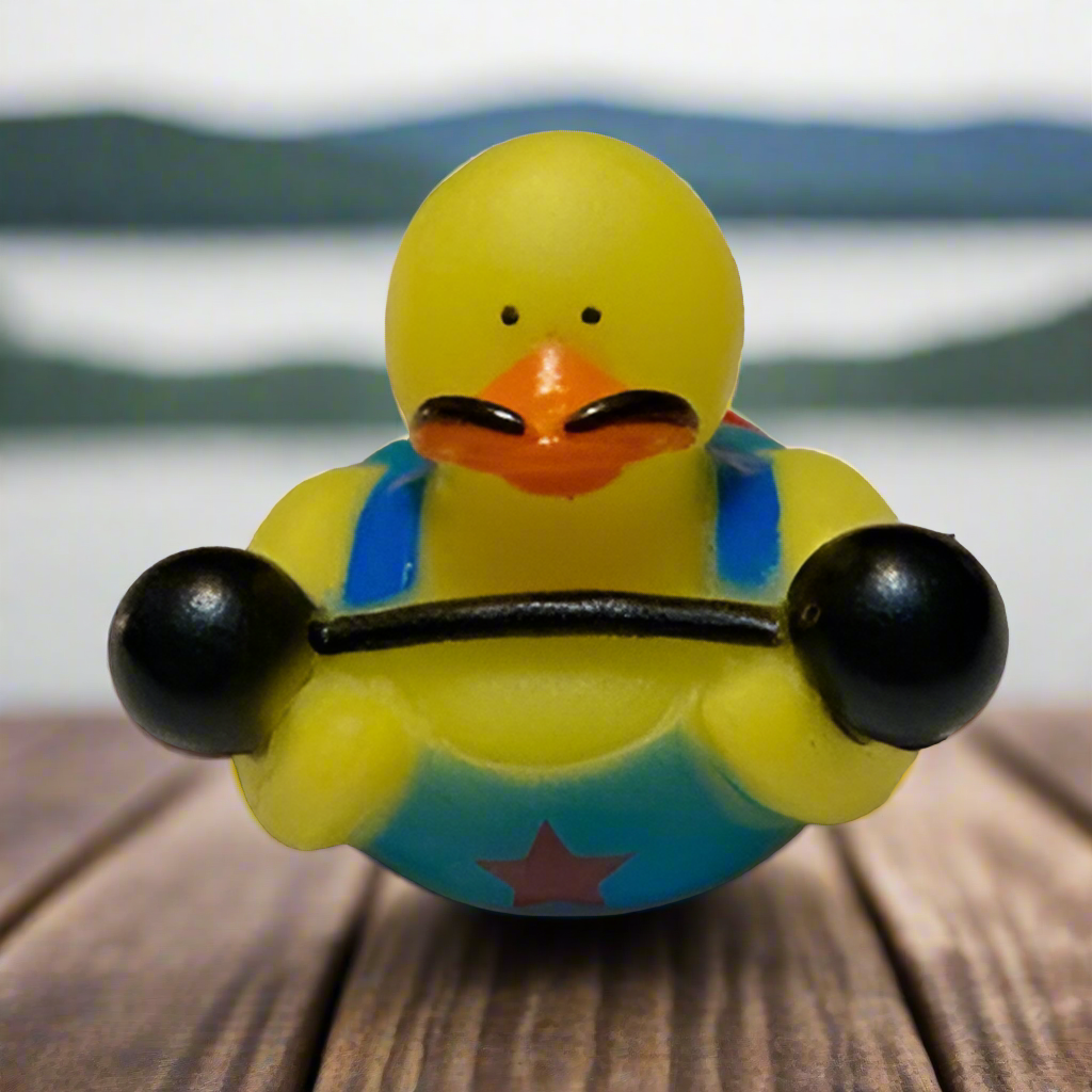 Bodybuilder Circus Weightlifter Rubber Duck – Duck of the Month