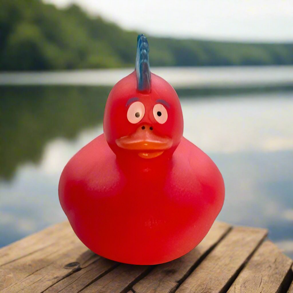 Mohawk Hairdo Red Rubber Duck – Duck of the Month