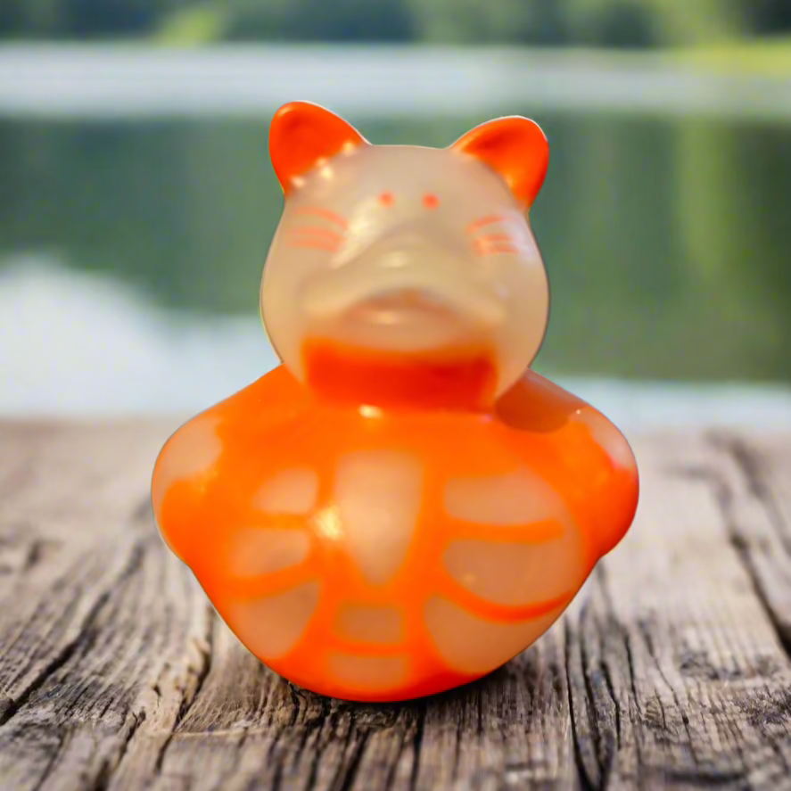 Glow in the Dark Skeleton Orange Cat Rubber Duck – Duck of the Month